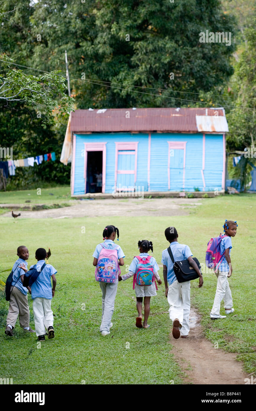 Children walking back from school in rural St Lucia Stock Photo - Alamy