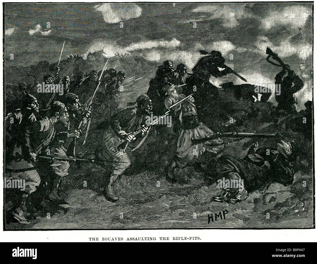 zouaves assaulting rifle-pits 1854 French army infantry The Crimean War ...