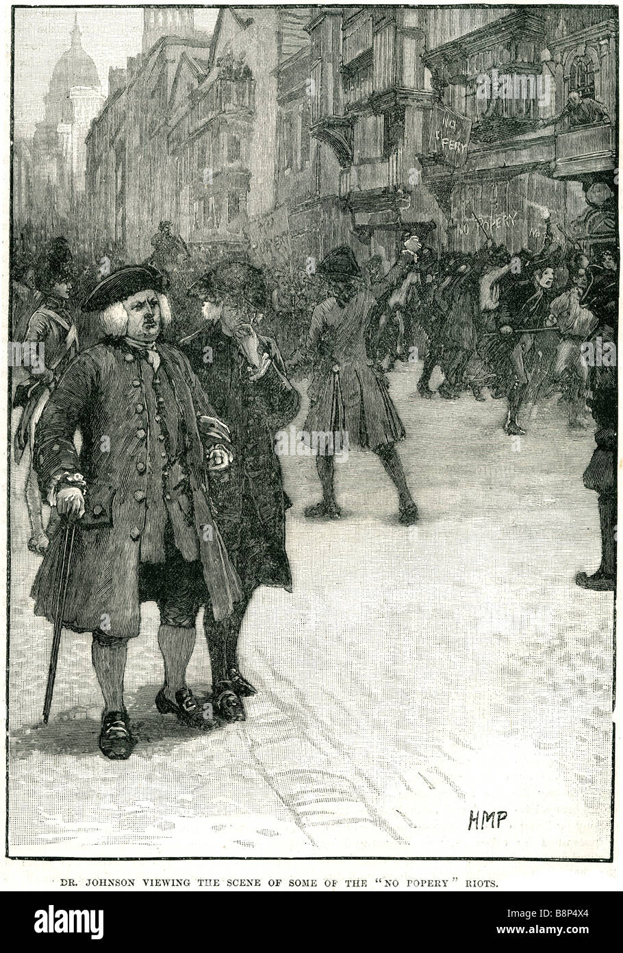 dr Samuel Johnson viewing scene some no popery riots English author ...