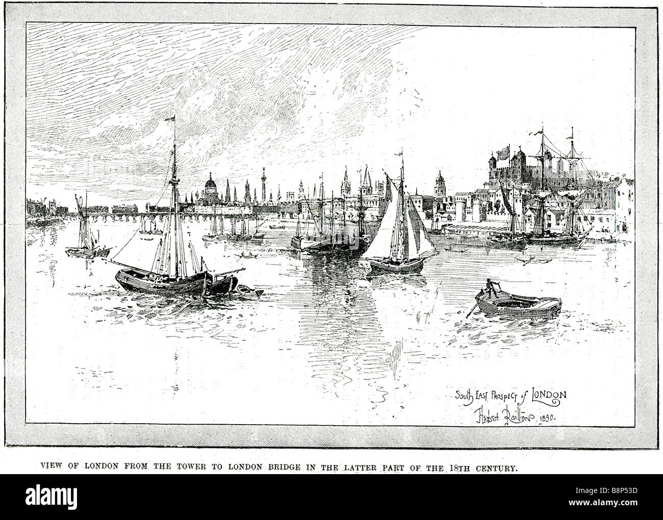 view london tower bridge later part 18th century medieval Gothic ...