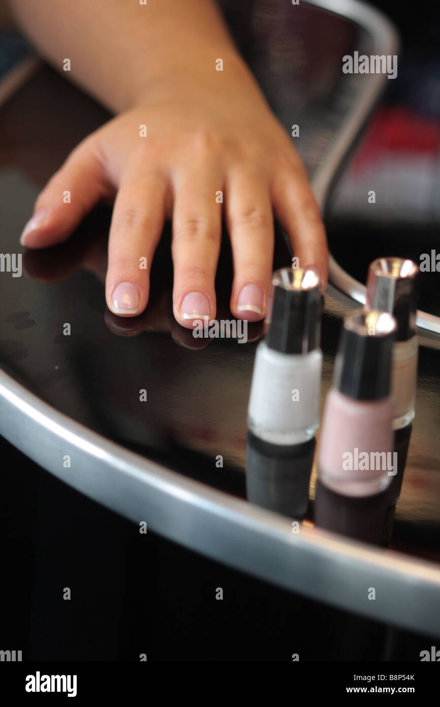 Hands display ith nail varnish Stock Photo - Alamy