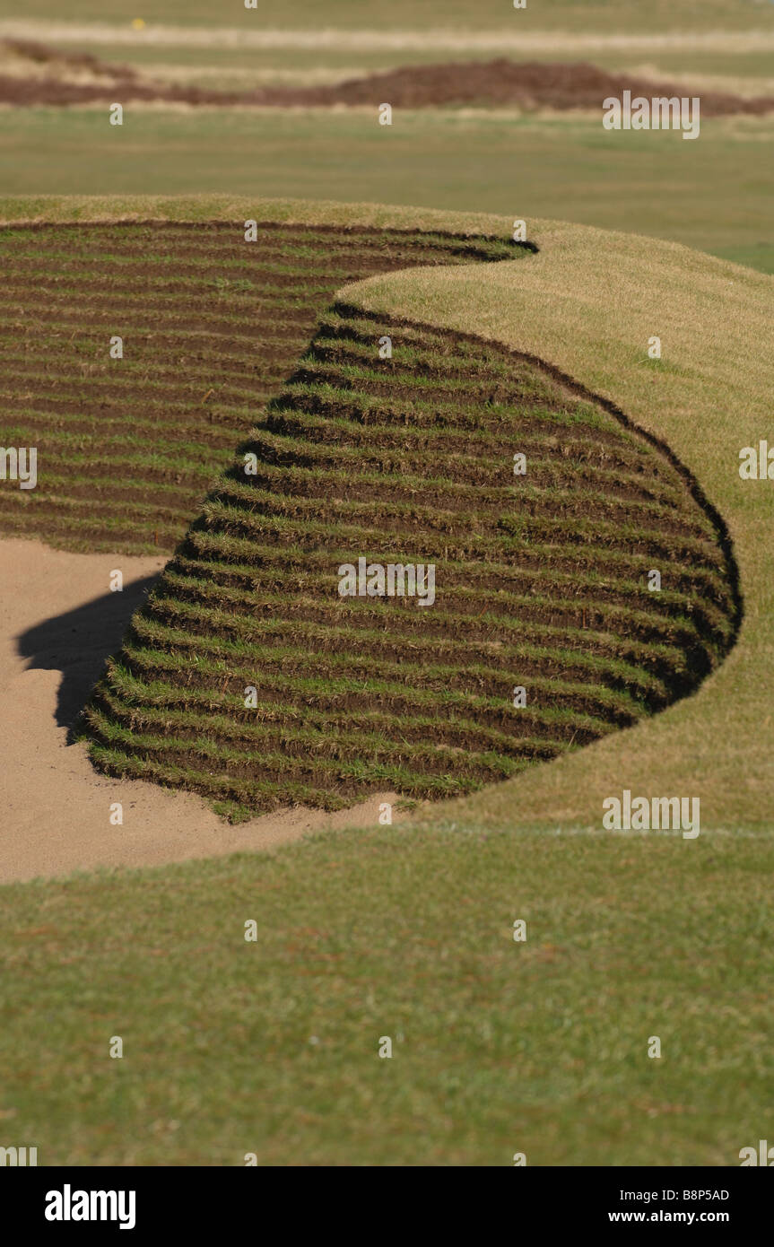 One of the layered bunkers at Carnoustie Golf Club Stock Photo - Alamy