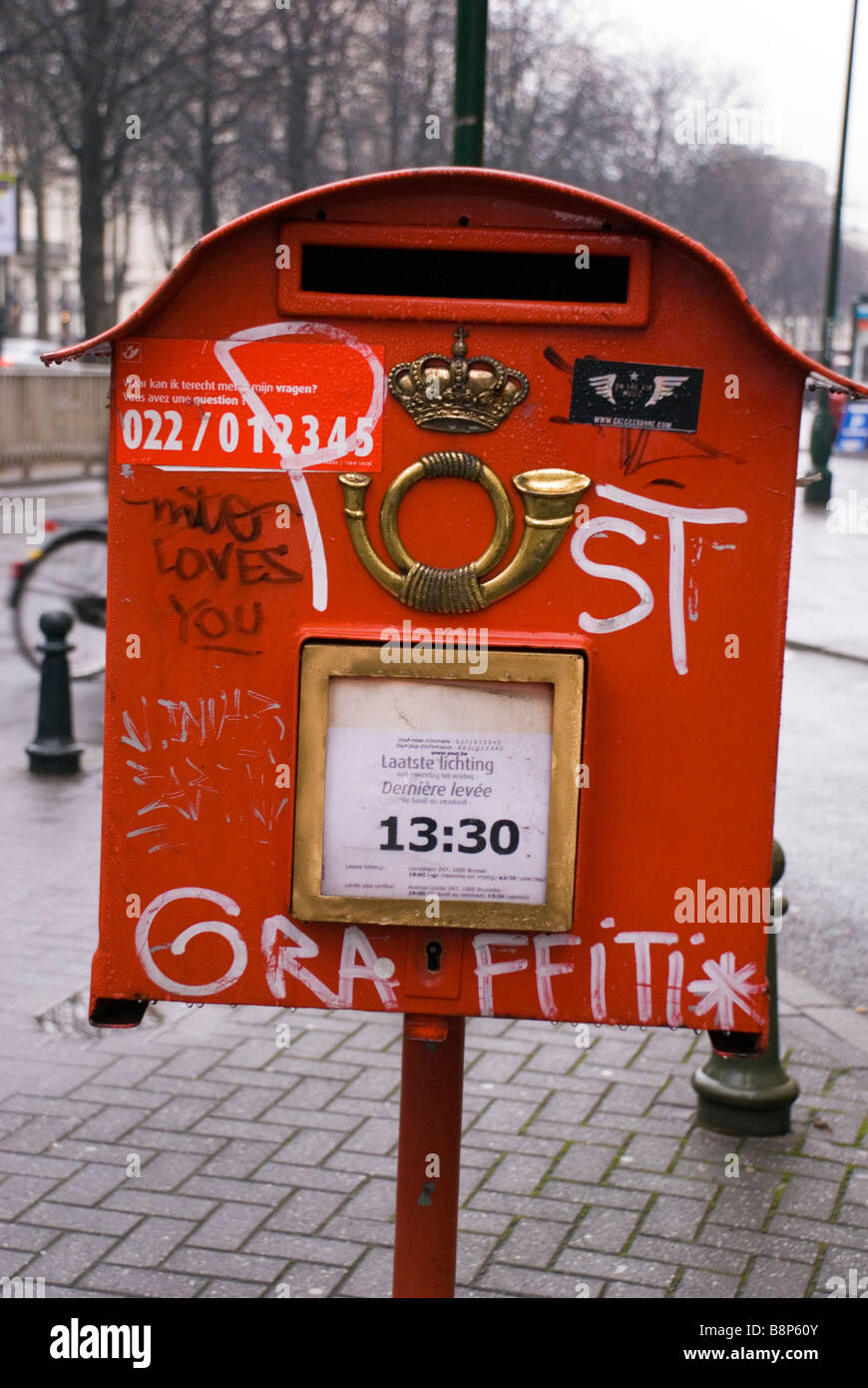 Brussels Belgium Graffiti on a post box in the capital Stock Photo - Alamy