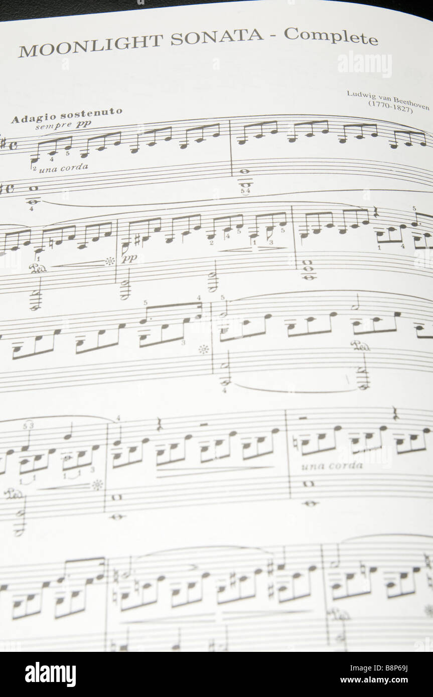 A page of sheet music Beethoven s Moonlight Sonata Stock Photo - Alamy
