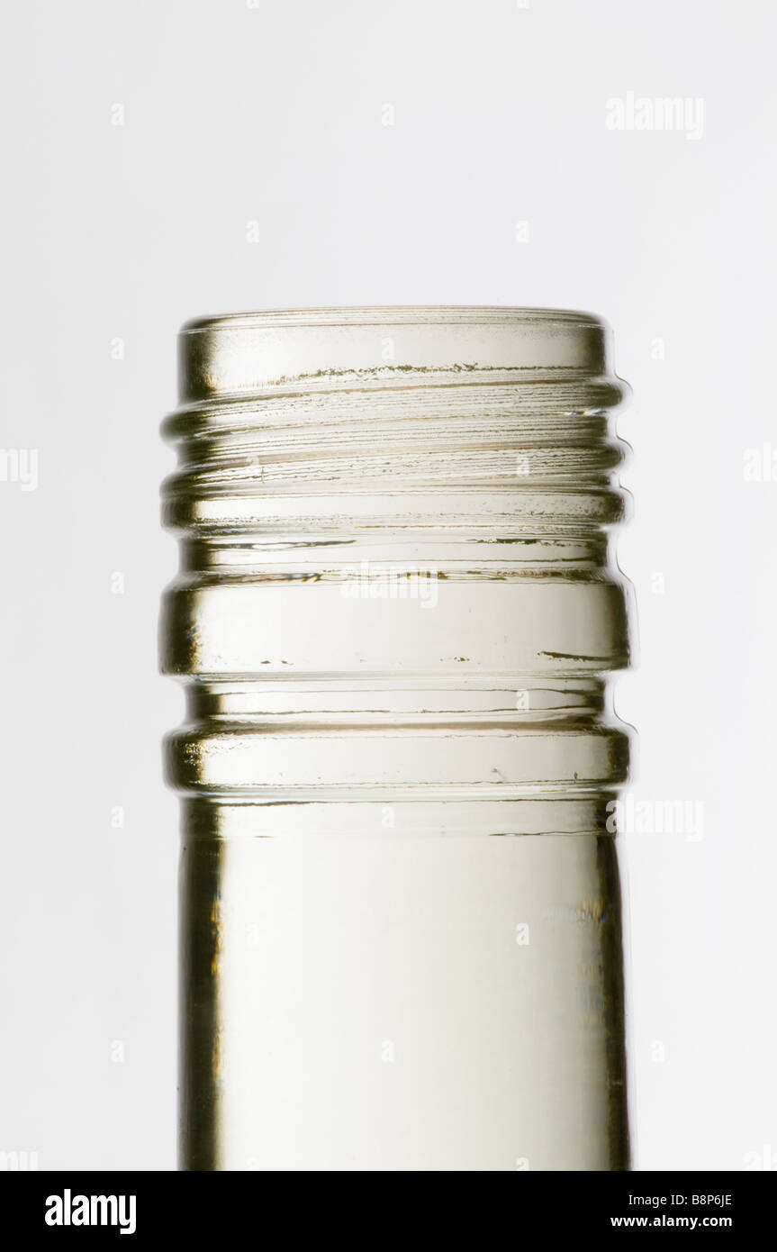 Screw thread on the top of a glass wine bottle Stock Photo - Alamy