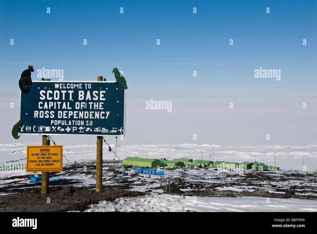 Entrance sign, New Zealand Scott Base, Ross Island, Antarctica Stock ...