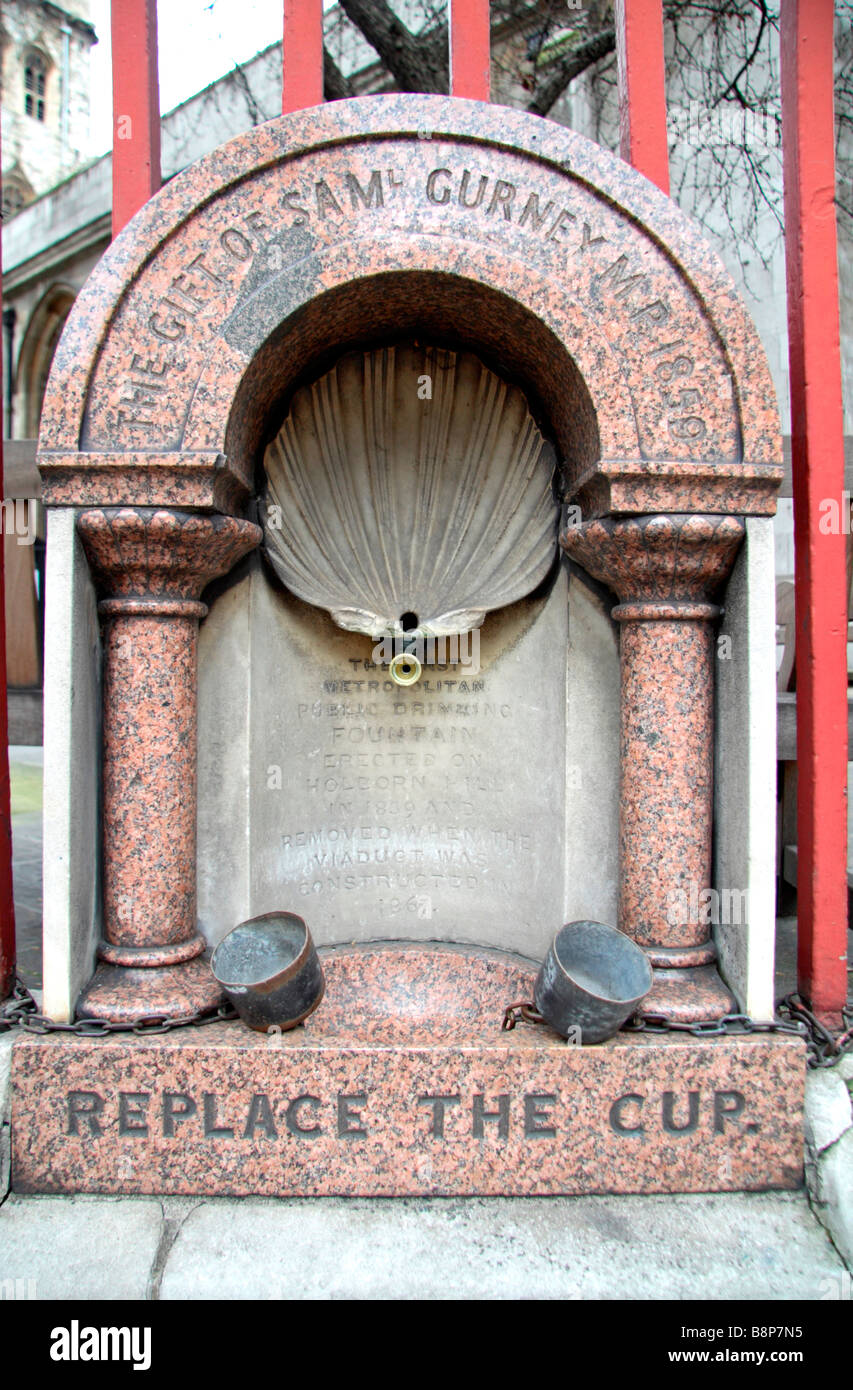 The first public drinking fountain, with cups, erected in 1859 outside ...