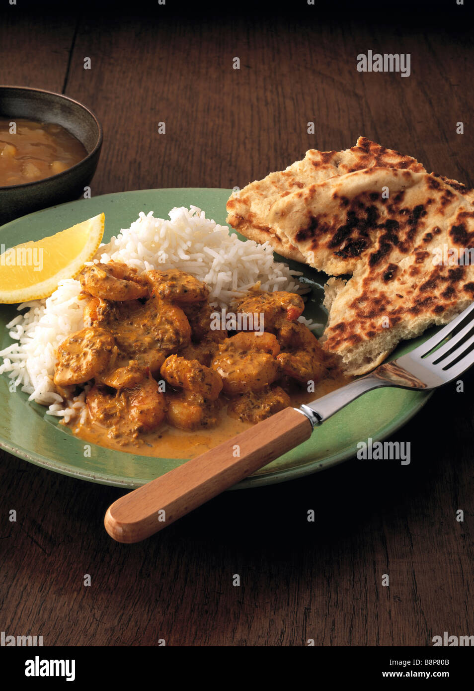 Prawn curry basmati rice naan flat bread hi-res stock photography and ...