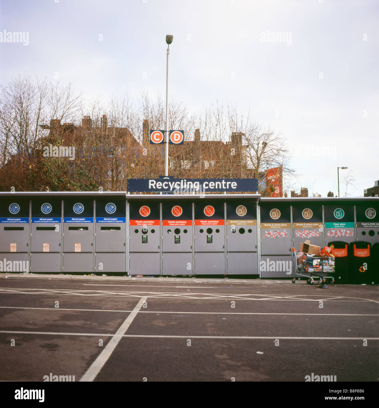 Recycling Centre in a supermarket car park in Camberwell South London ...