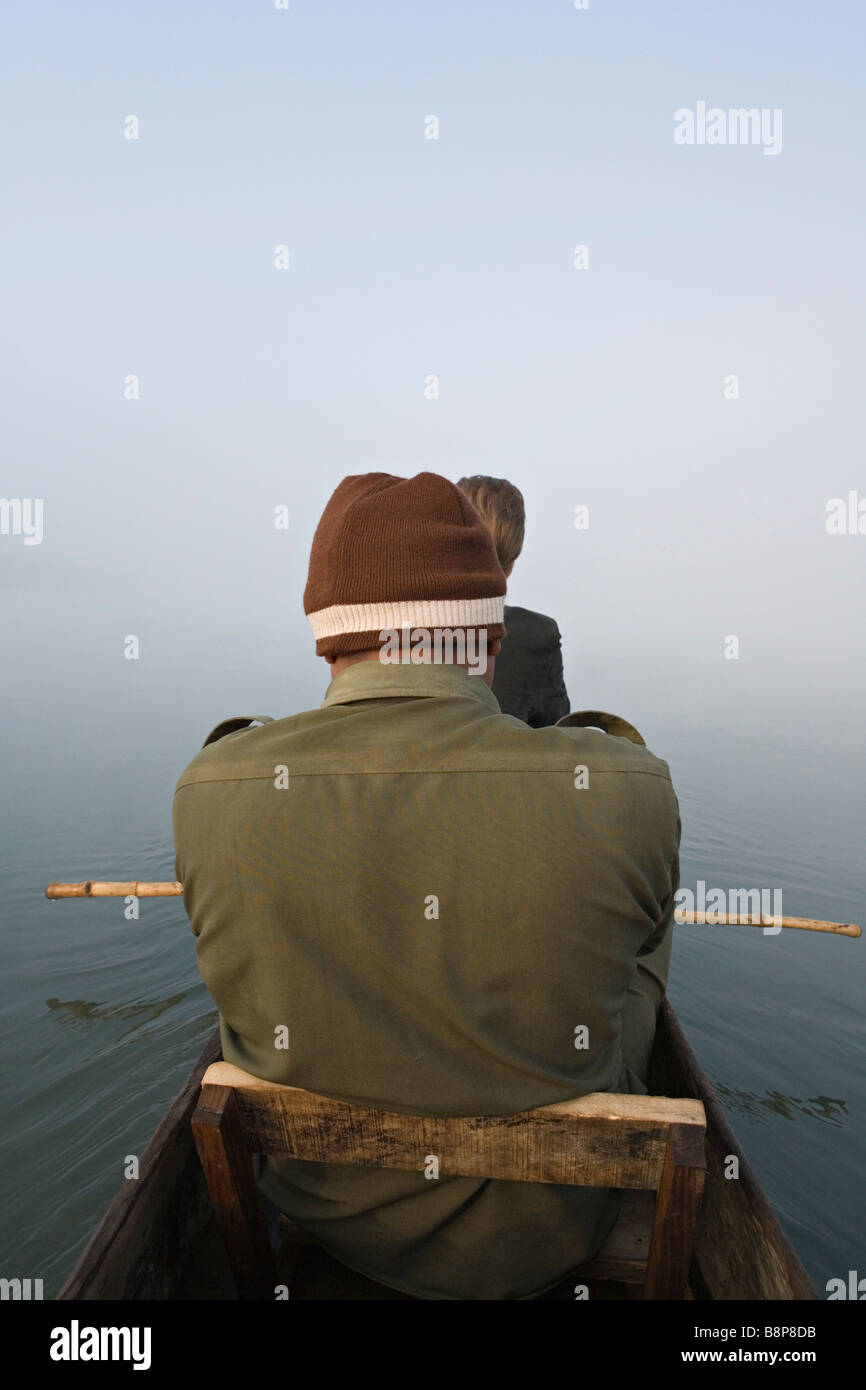 Early morning canoe trip on Rapti river in Royal Chitwan National Park ...