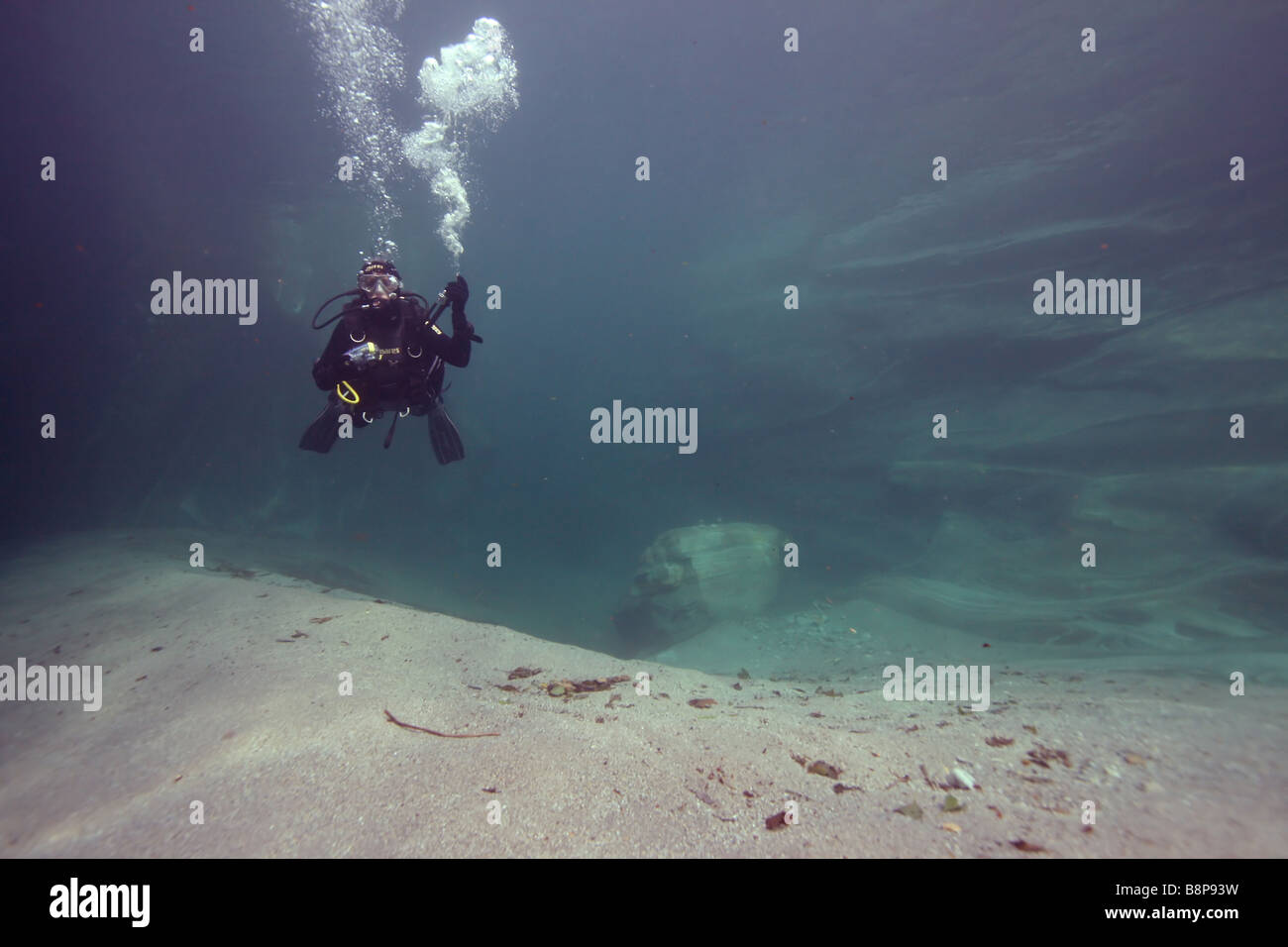 Diver in a river #2 Stock Photo - Alamy