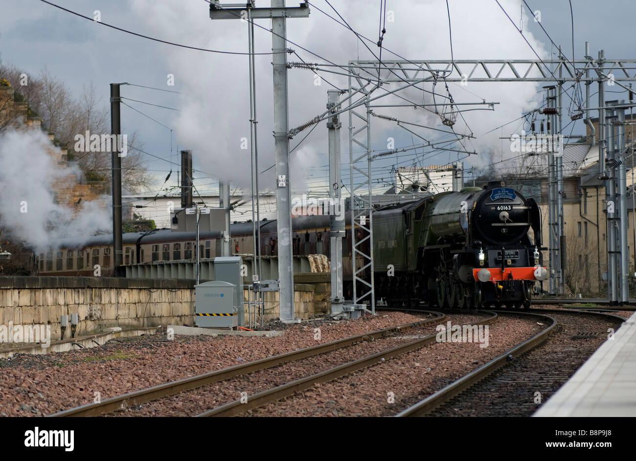 The A-1 Steam train arriving to Edinburgh. Scotland. Uk Stock Photo - Alamy