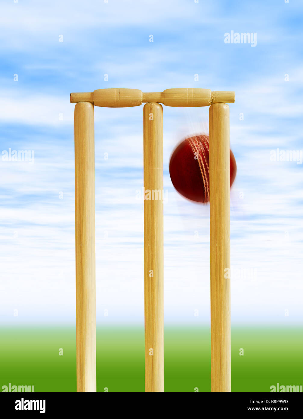 Cricket ball bat ashes red stump stumps match pitch hi-res stock ...