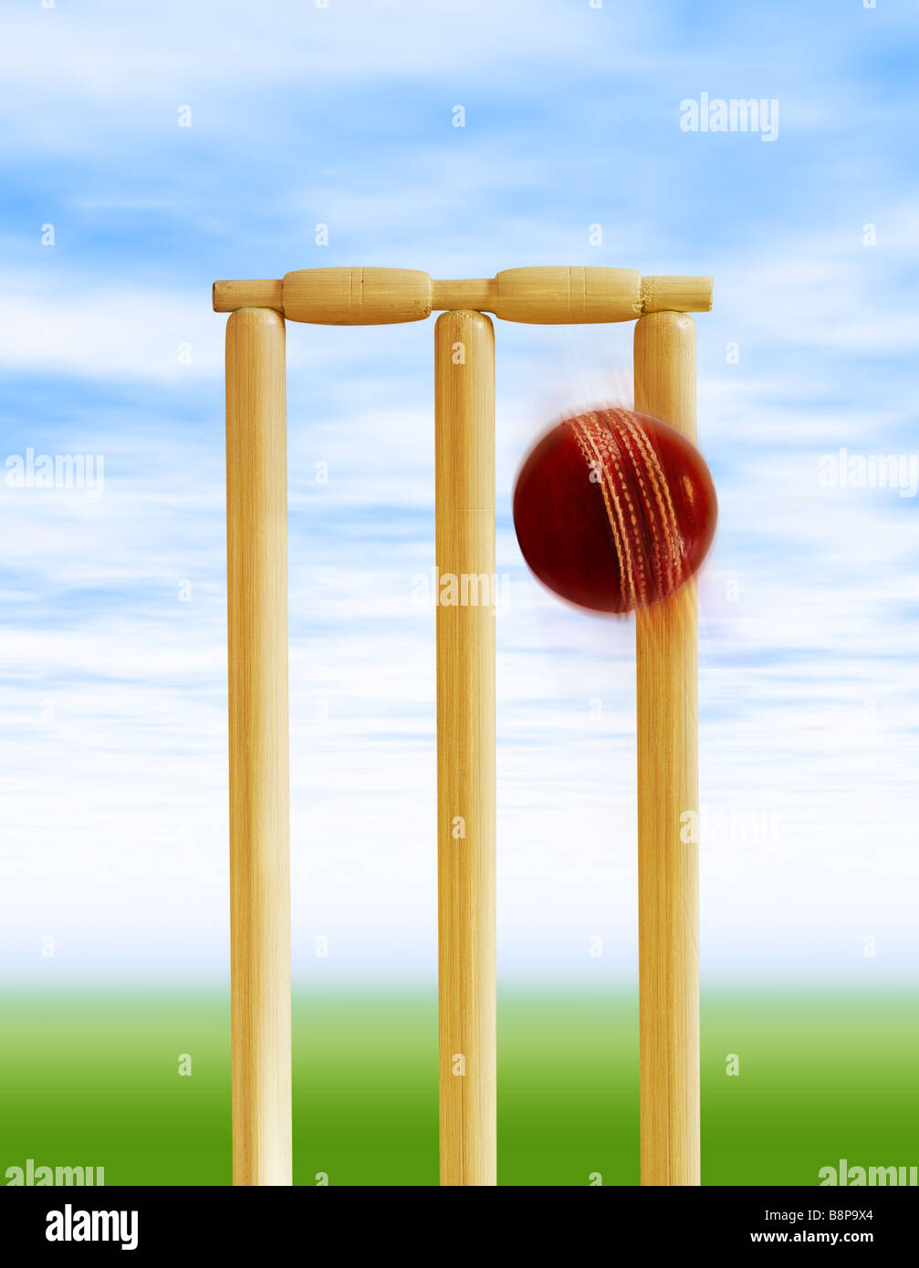 Cricket Ball Bat Ashes Red Stump Stumps Match Pitch Stock Photos ...