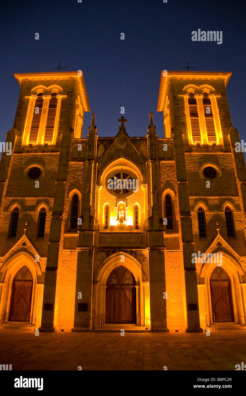 San Fernando Cathedral at night San Antonio Texas oldest active US ...