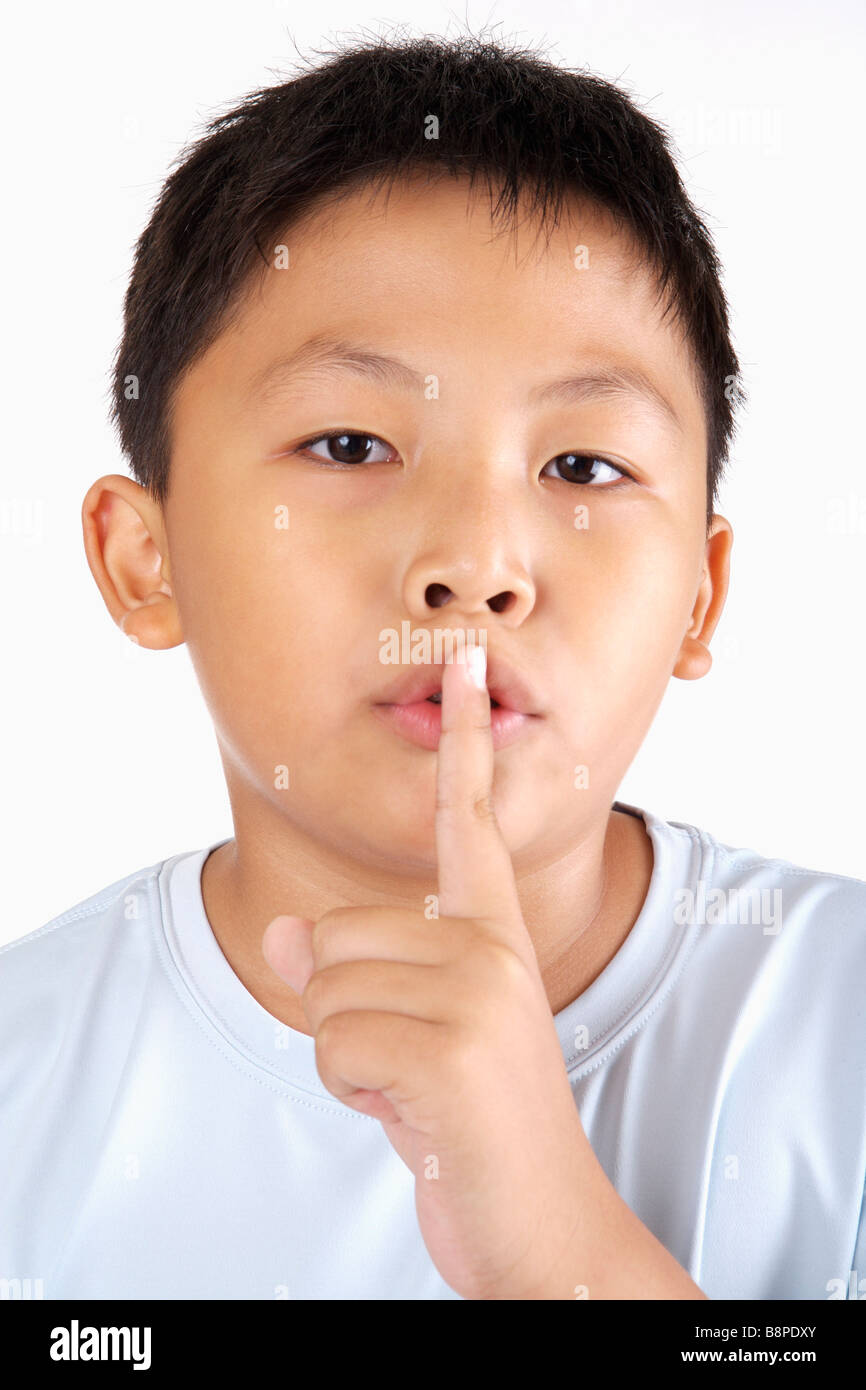 Boy finger lips hi-res stock photography and images - Alamy
