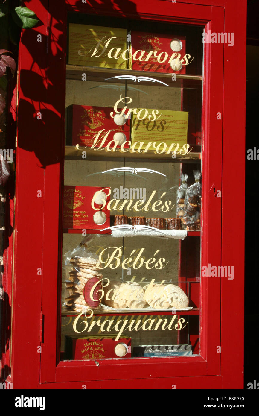 Window display of macaroons in St Emilion Stock Photo - Alamy