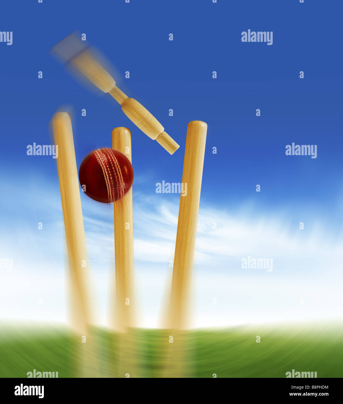 Traditional Cricket Stumps Ball Bail Bails Cricket Sport Field Grass ...