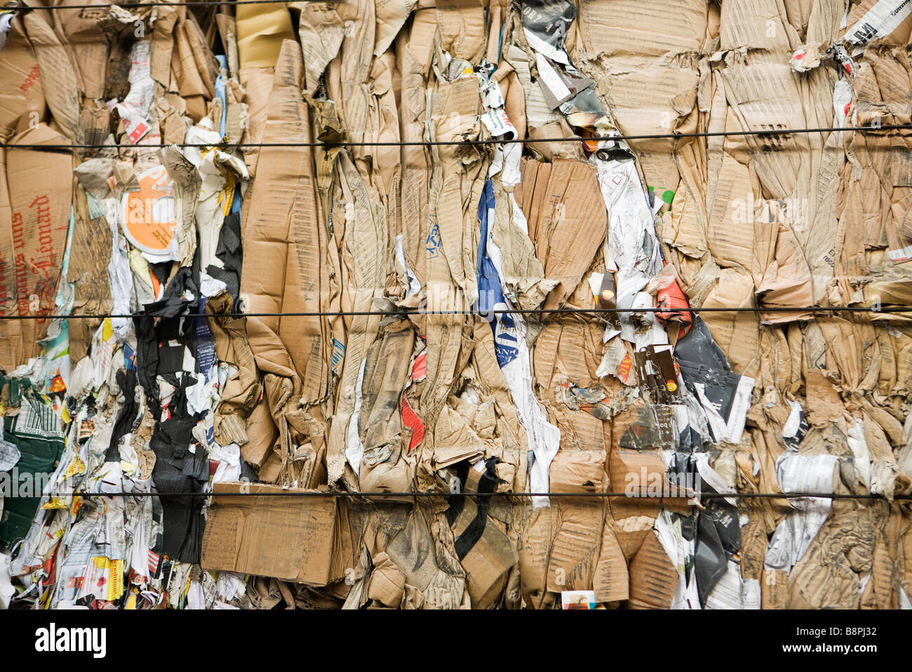 Bale of flattened cardboard, full frame Stock Photo - Alamy