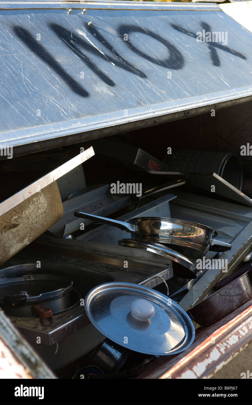 Scrap metal pile with discarded stainless steel objects Stock Photo - Alamy