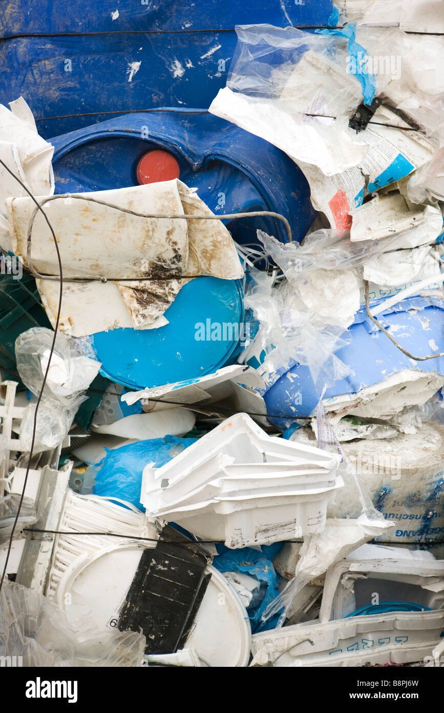 Plastic items separated for recycling, full frame Stock Photo - Alamy