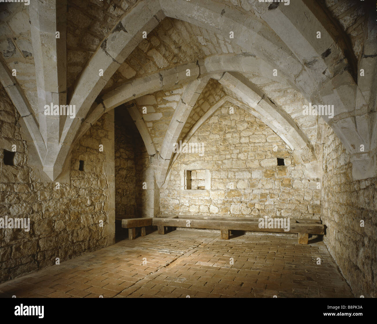 Interior of the Crypt at Ightham Mote showing stone vaulting Stock ...