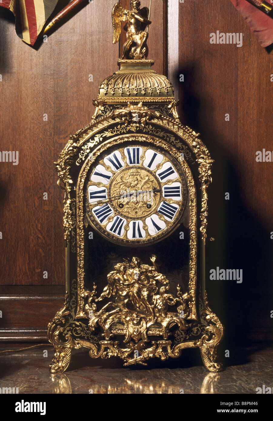 Boulle clock in the Hall Antony House Cornwall home of the Carew family ...