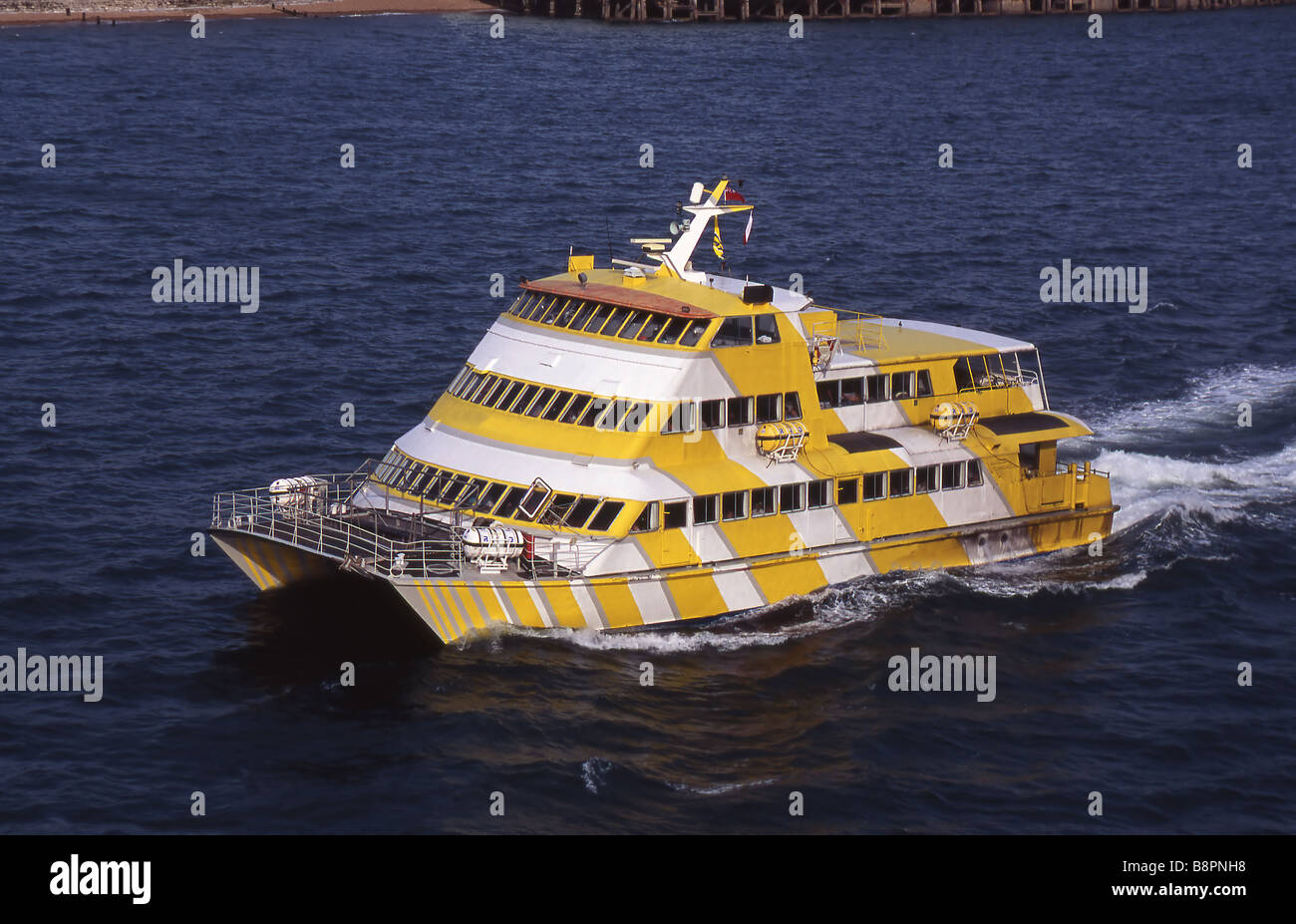 Catamaran Fast Ferry Isle of Wight to Portsmouth England Stock Photo ...