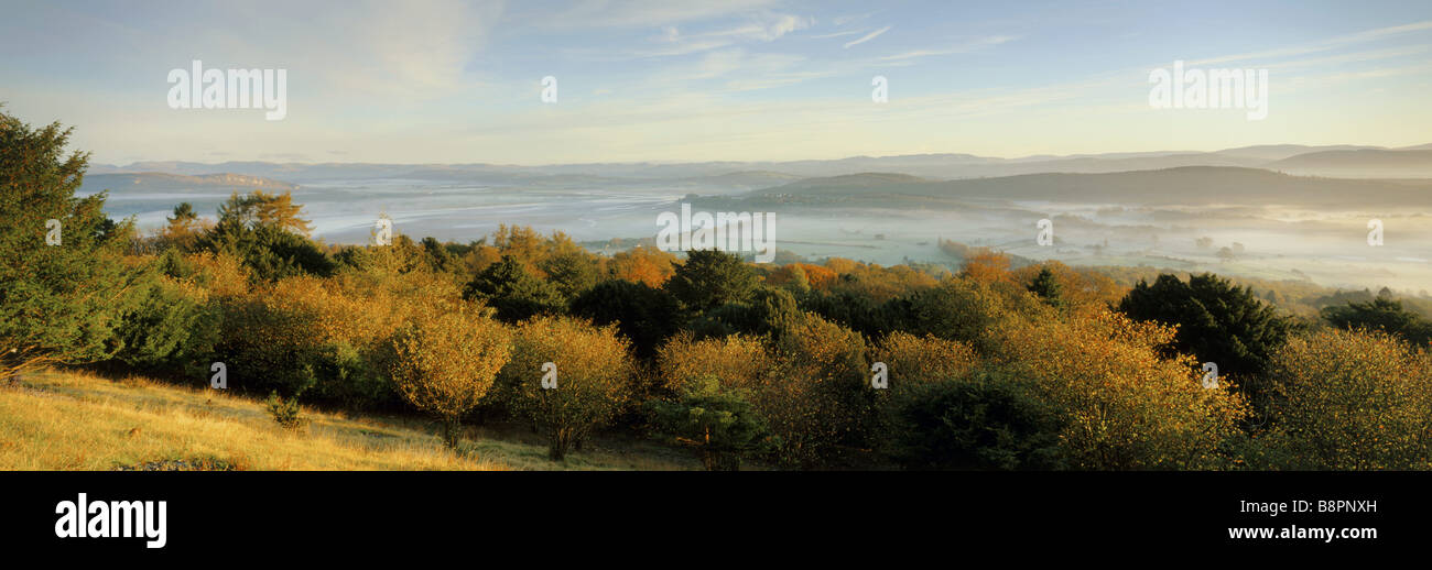 A landscape view of the Lythe Valley and South Lakes from Arnside Knott ...