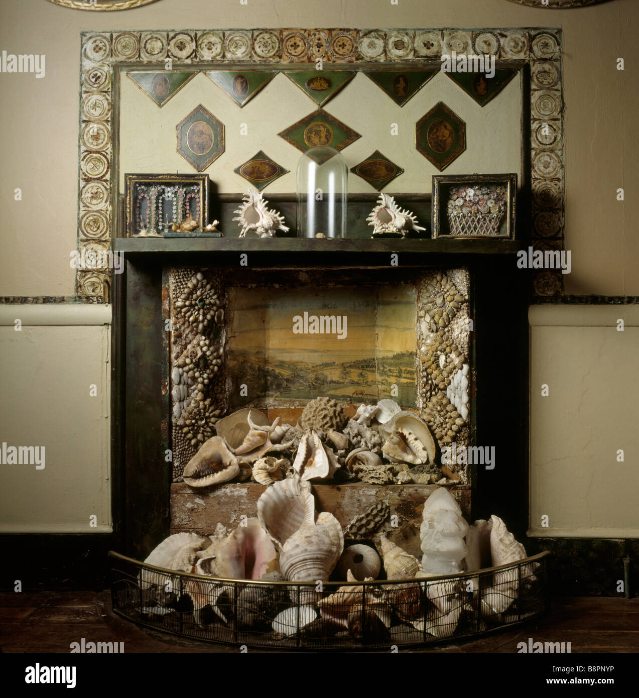 The Shell Chimneypiece in the Drawing Room at A La Ronde in Devon Stock ...