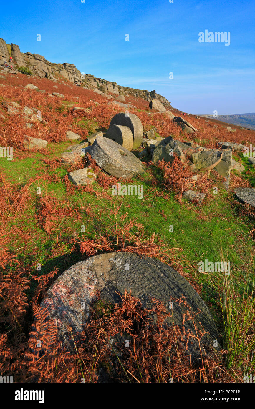 Millstones below Stanage Edge near Hathersage, Peak District National ...