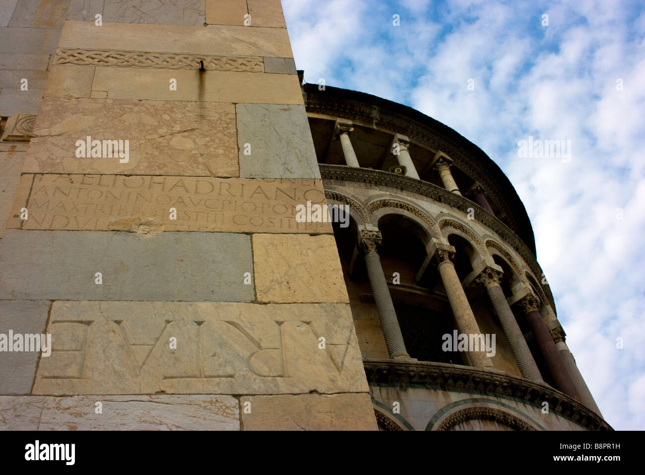 View of a wall of Pisa Cathedral and the Baptistry beyond, Italy, 2008 ...