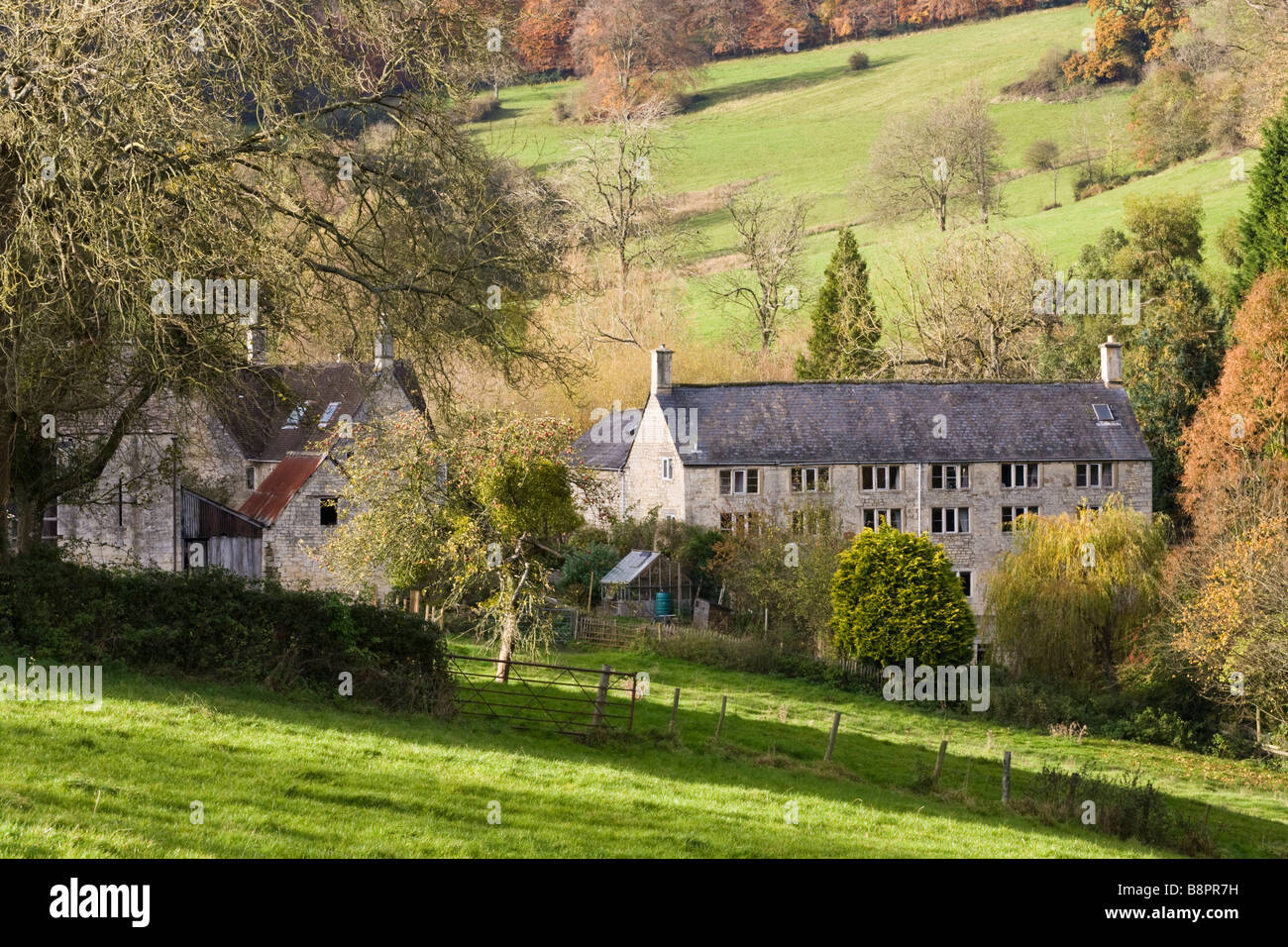 Autumn in the Cotswold village of Pitchcombe, Gloucestershire Stock ...