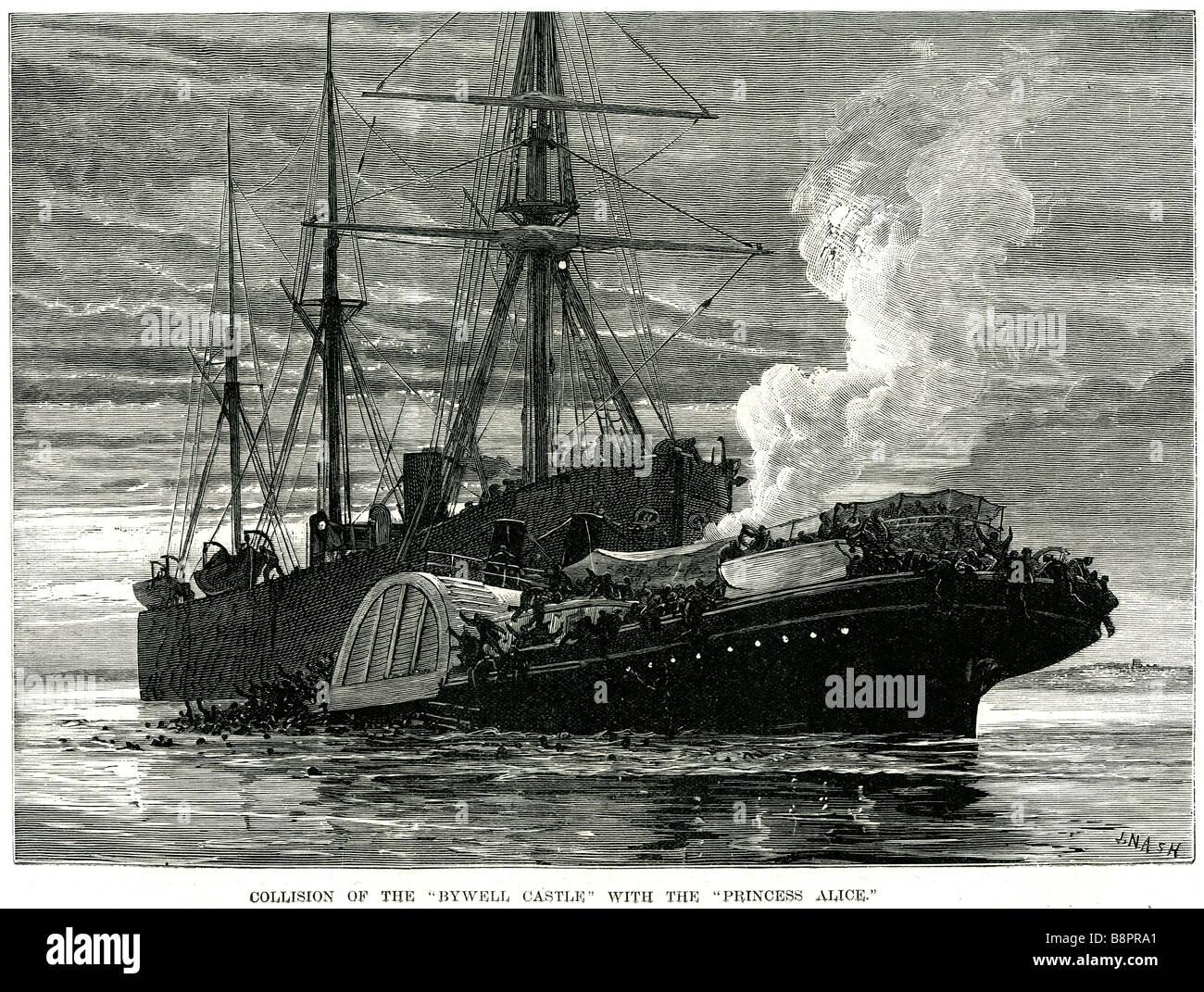 collision bywell castle princess alice 1878 Thames river paddle steamer ...