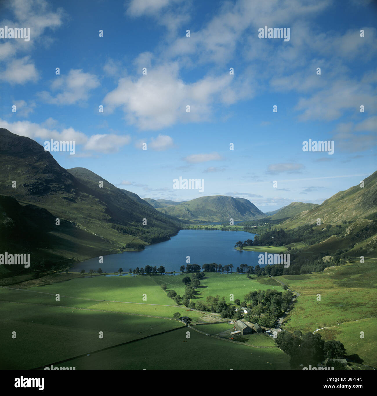 Lake Buttermere viewed from Fleetwith Pike The water is reflecting the ...