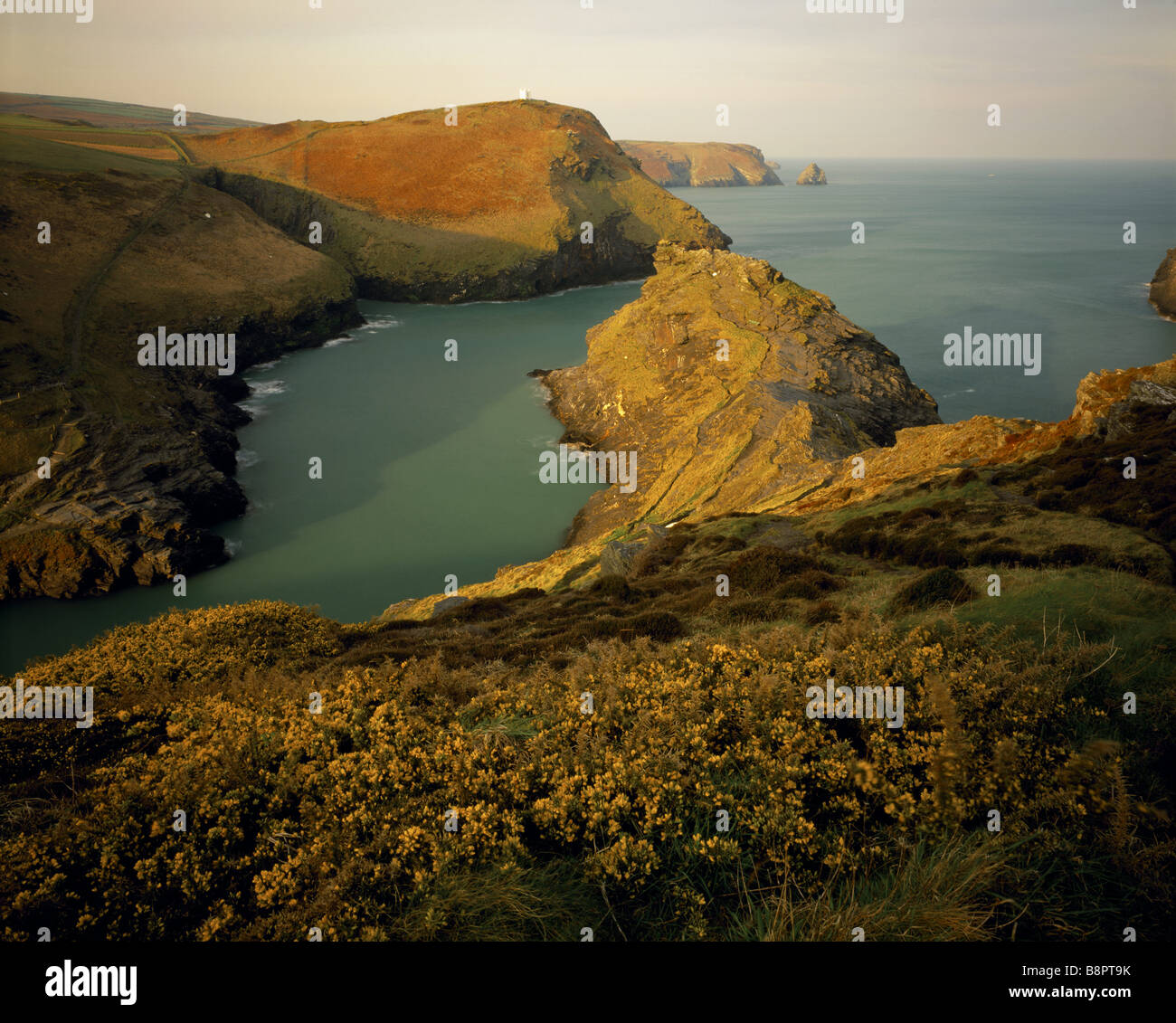 Looking seaward from Boscastle Harbour with Penally Point on the north ...