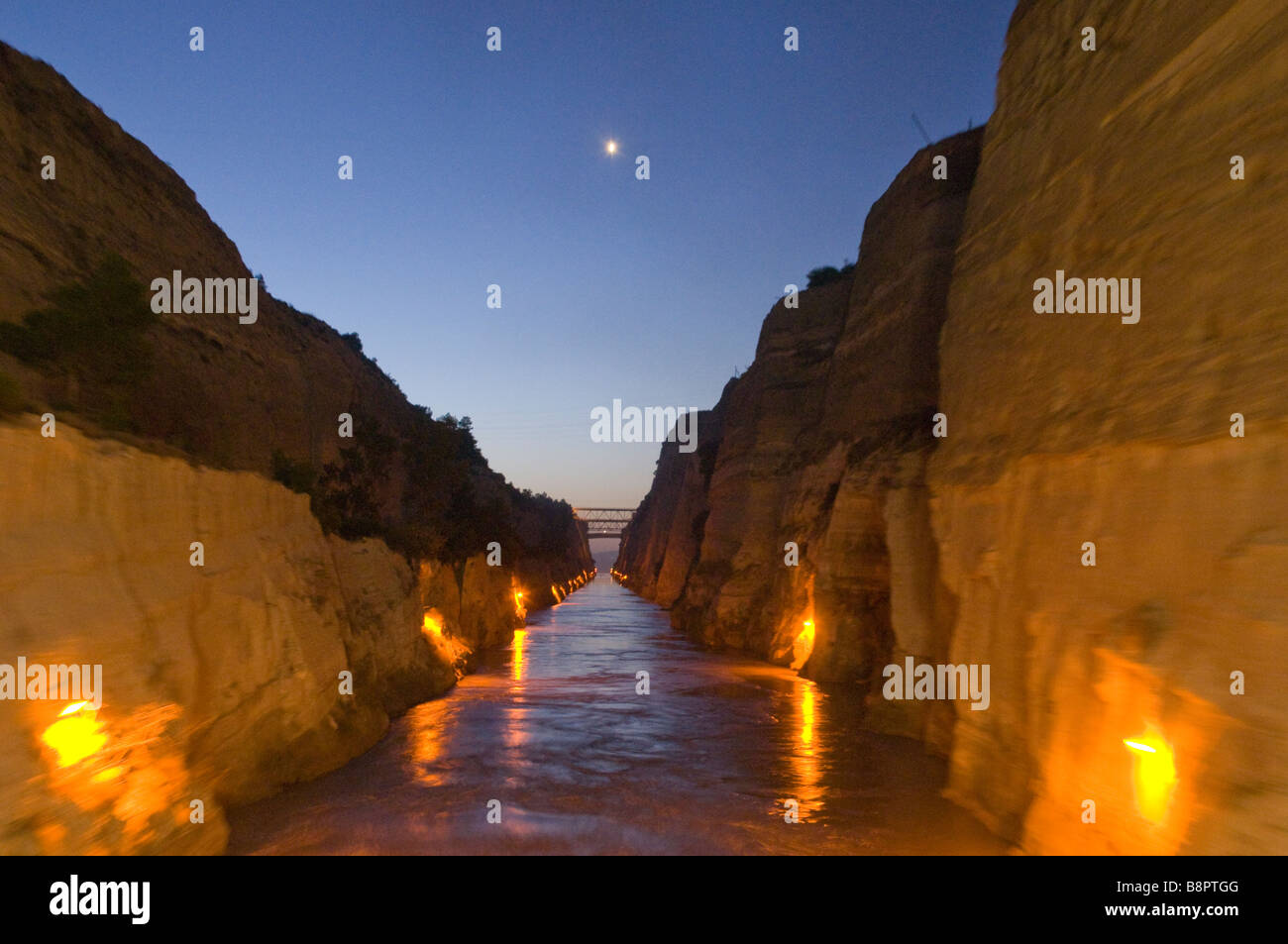 Corinth Canal at Night Stock Photo - Alamy