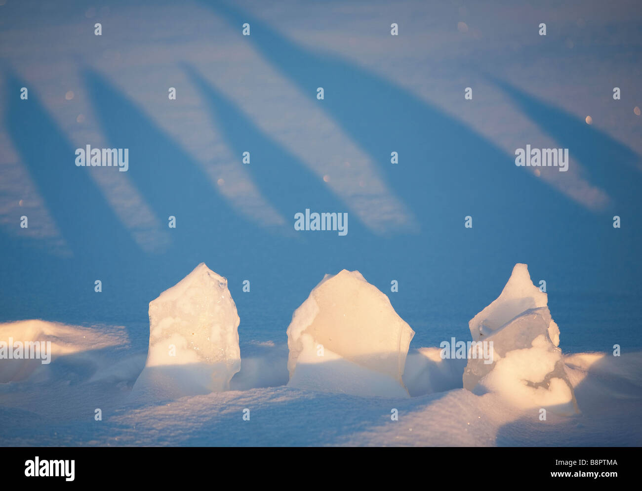 Ice blocks sticking out of snow on sea ice , Finland Stock Photo - Alamy