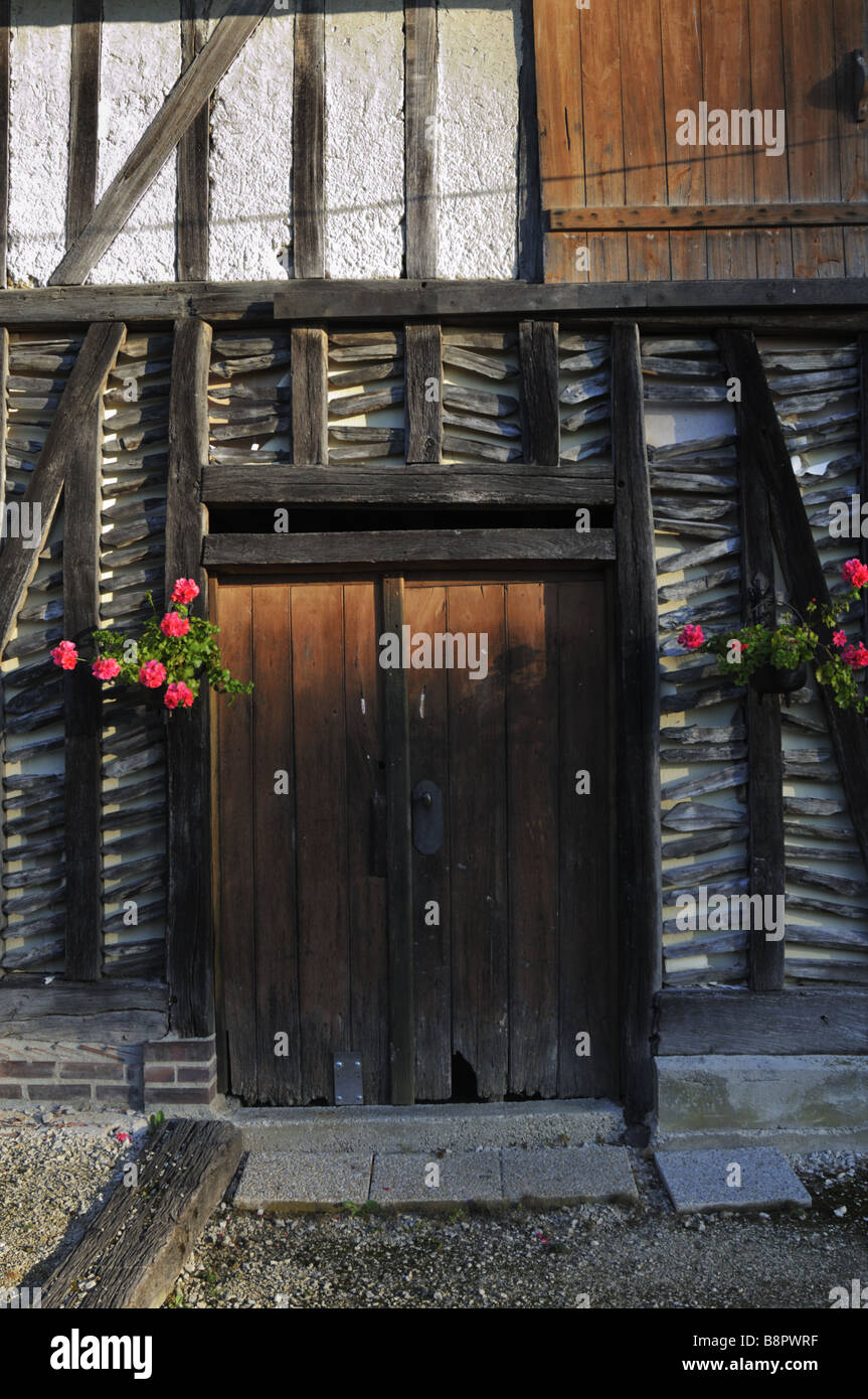 Exposed wall timber frames of an old French farmhouse Stock Photo - Alamy