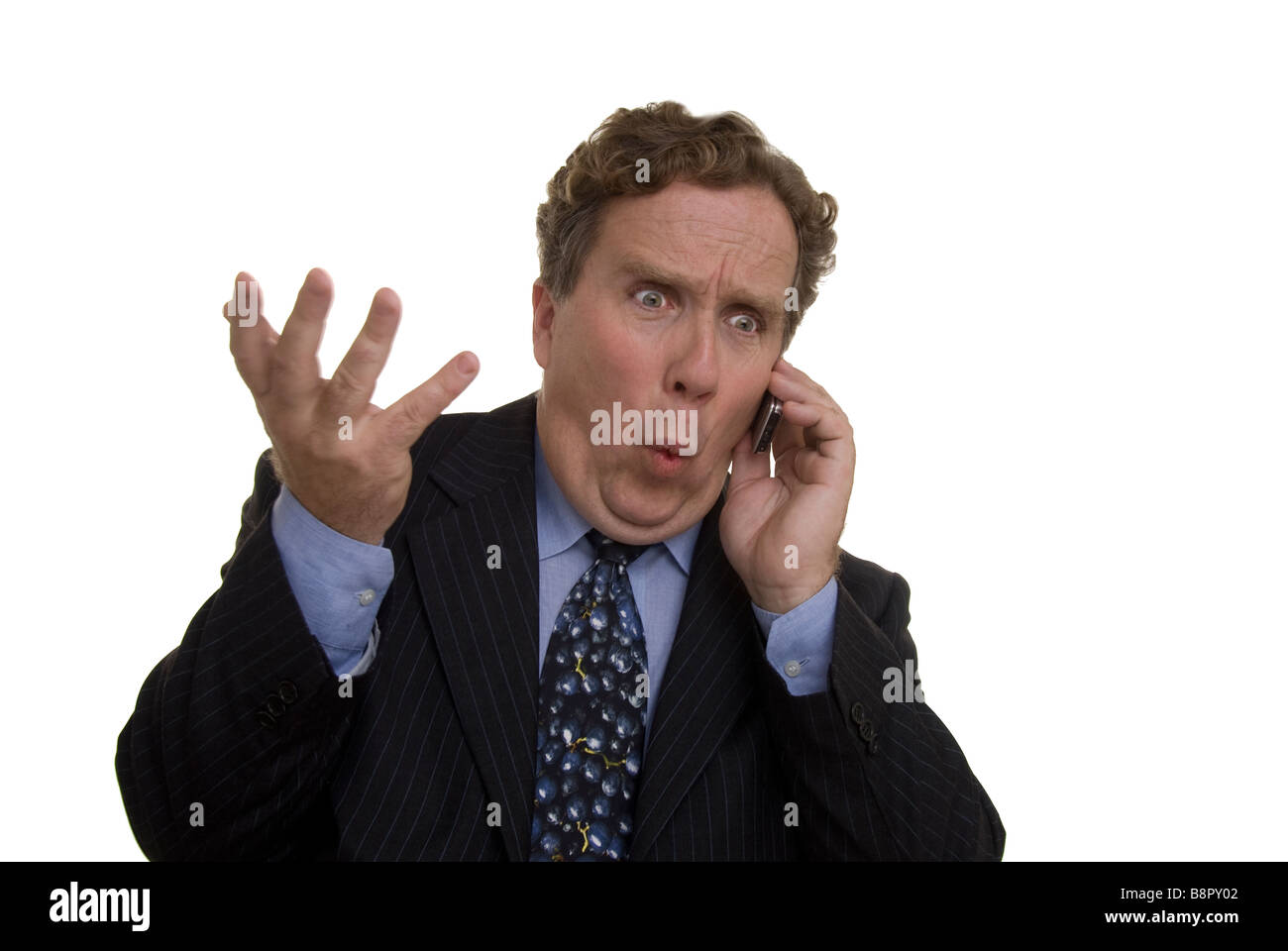 businessman gesticulating while talking on the phone Stock Photo - Alamy