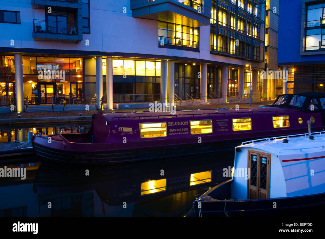 Scotland Edinburgh Fountainbridge Canal Boats moored in the Lochrin ...