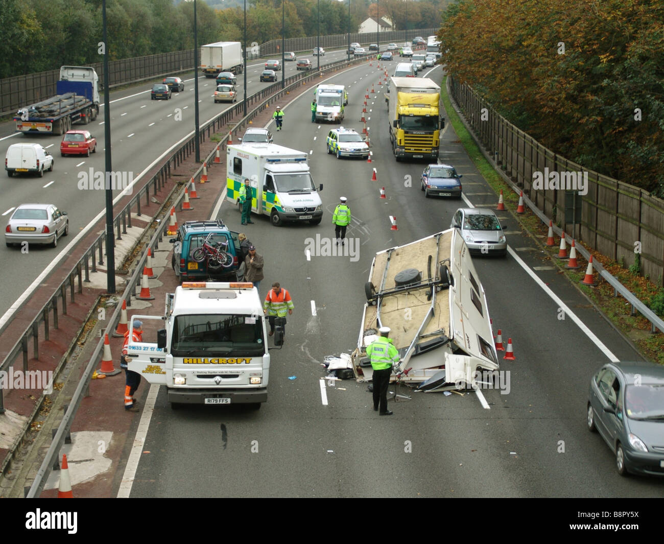 Accident On M4 Motorway Near The City Of Newport South Wales Gb Uk 2005