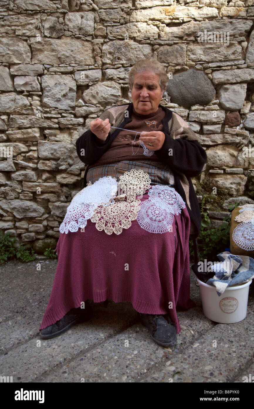 Old lady making lace, Trudos mountains, Cyprus Stock Photo - Alamy