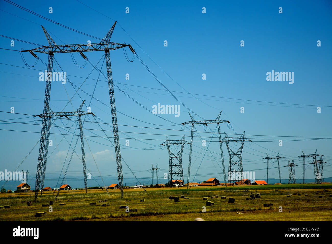 Transmission lines from the Kosova B plant at the Kosova Energy ...
