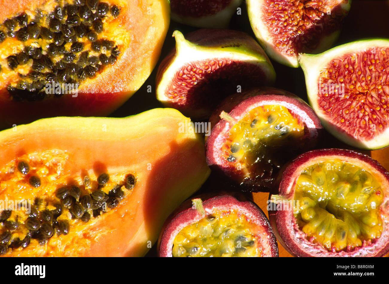 Papaya, Passion Fruit, & Fresh Figs Stock Photo - Alamy