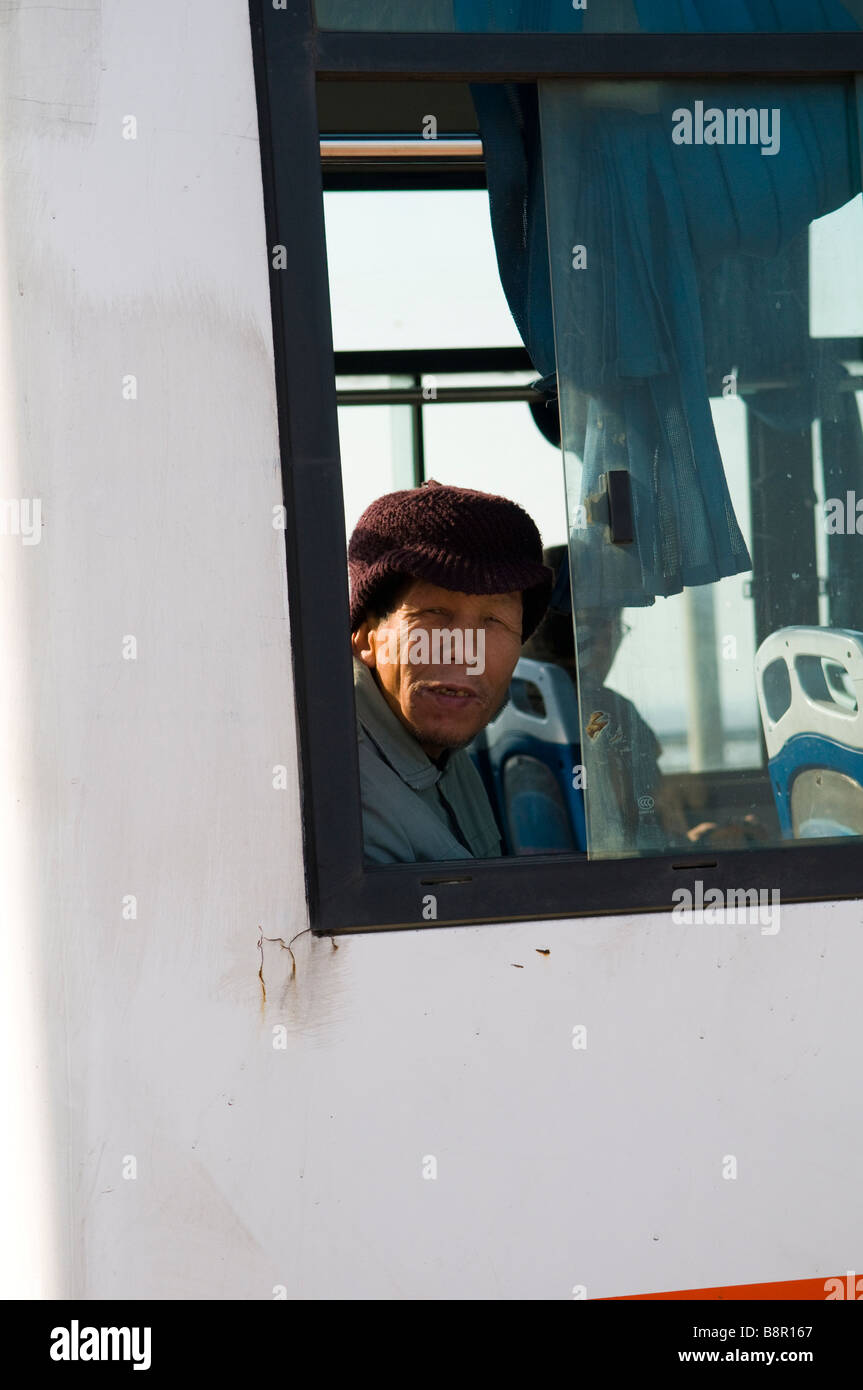 Looking out through the bus window Stock Photo - Alamy