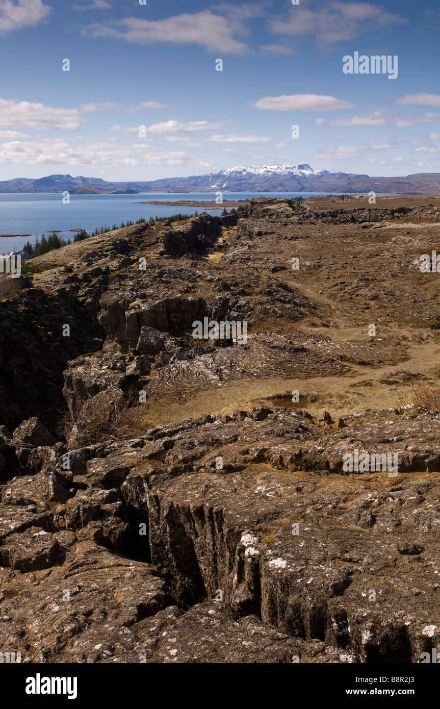 Mid Atlantic Rift zone Thingvellir National Park Iceland Stock Photo ...