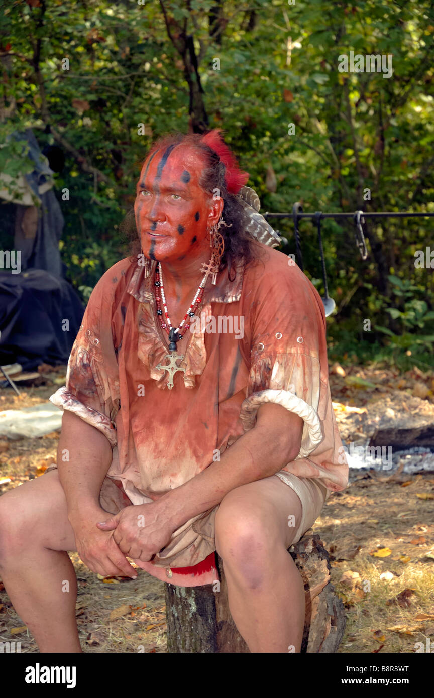 Native American Indian reenactor at Fort Boonesborough Kentucky USA ...