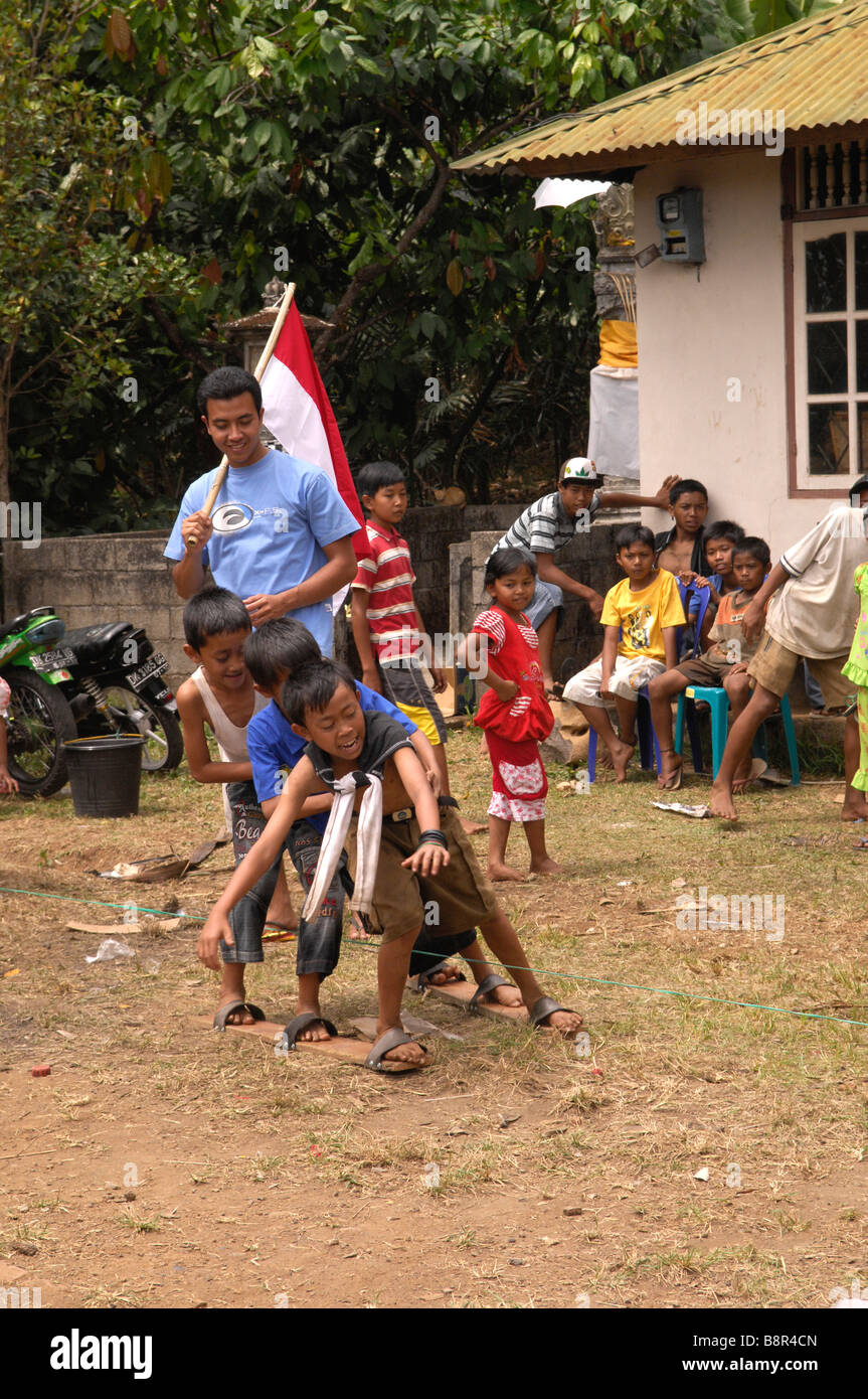 Three legs together with one step game racing,Munduk, Bali,indonesia ...