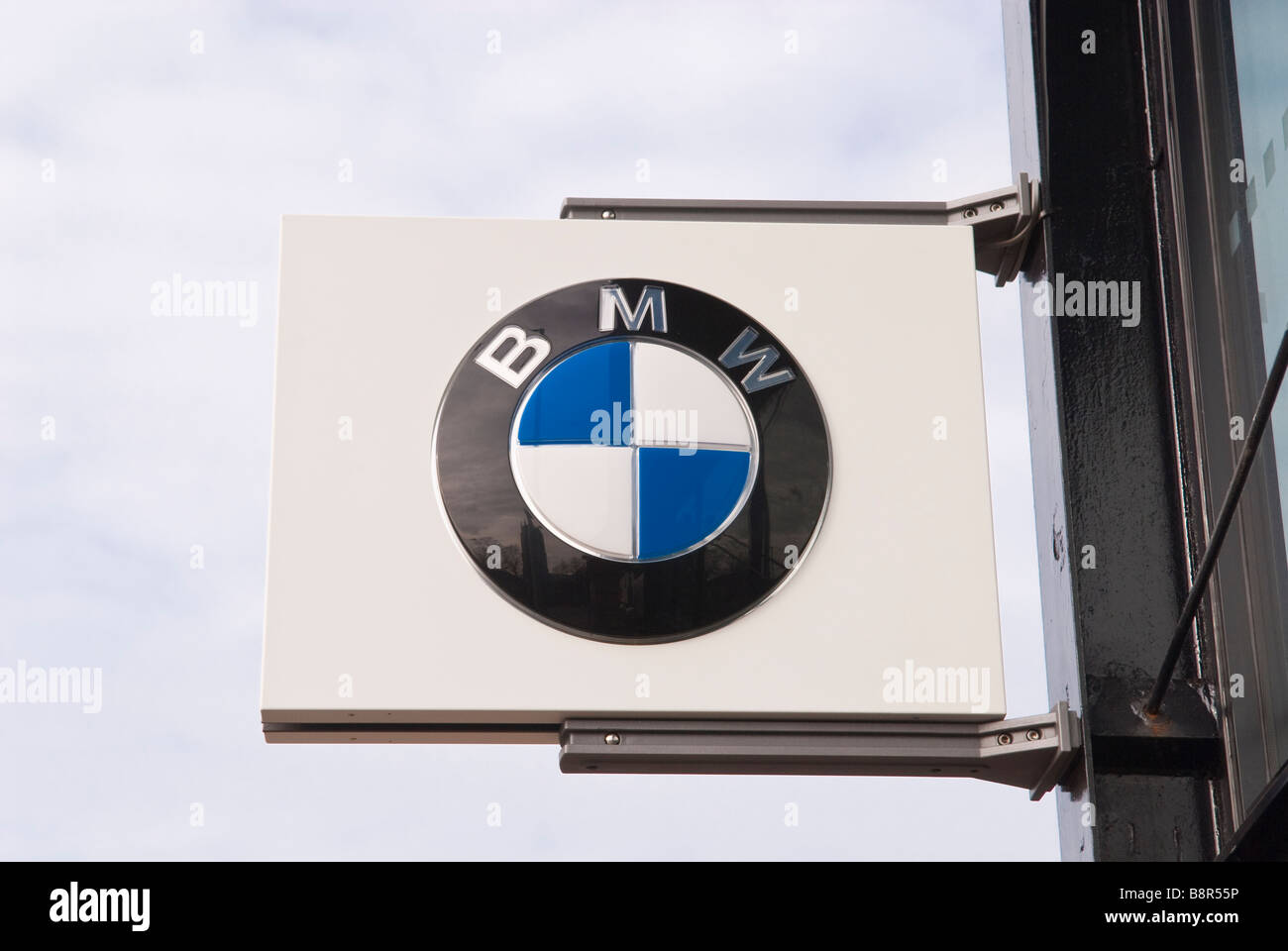 A BMW sign outside a dealers shop store selling BMW cars Stock Photo ...